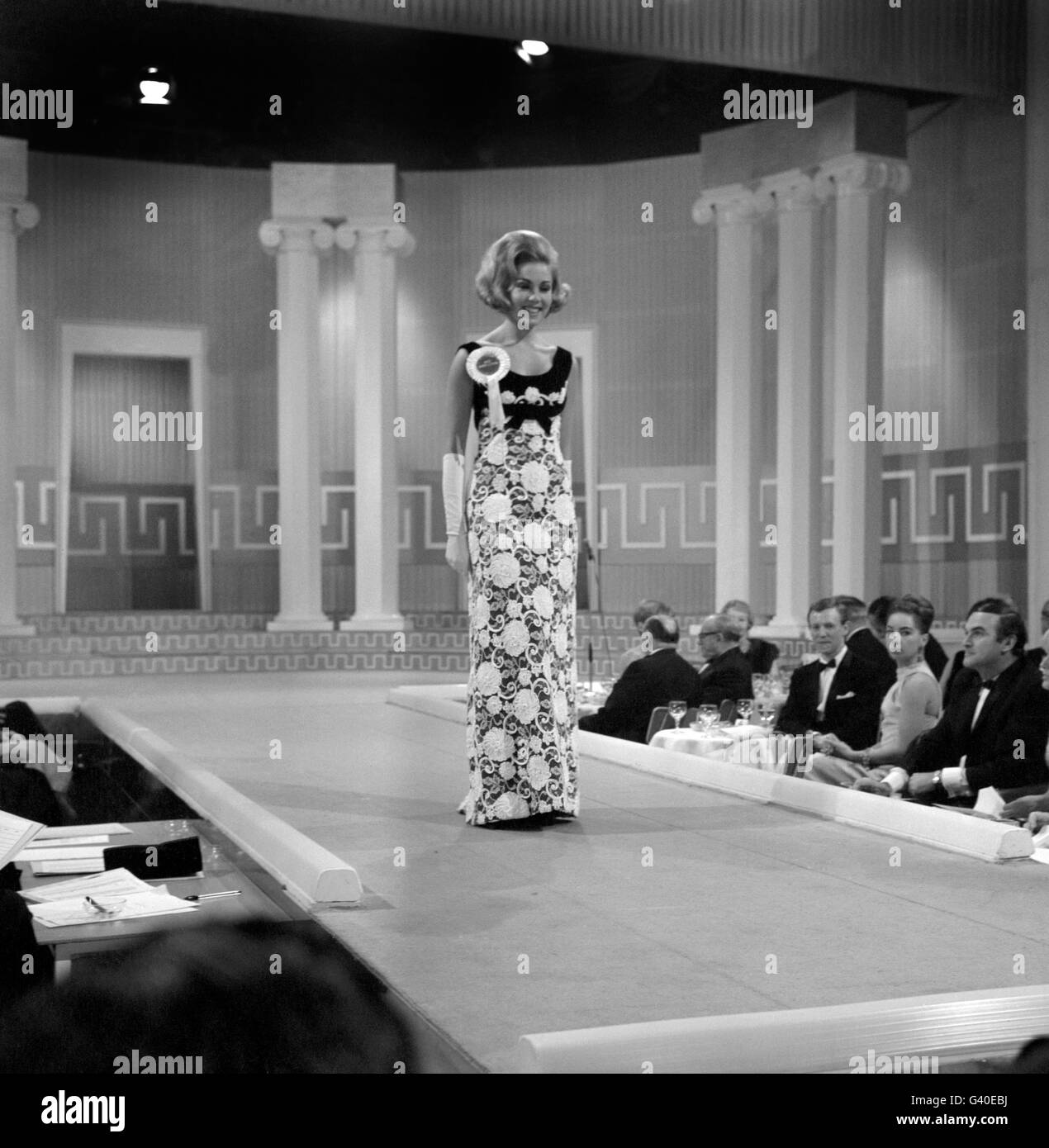 Carol Davis ("Miss South Africa") in her evening gown taking part in ...
