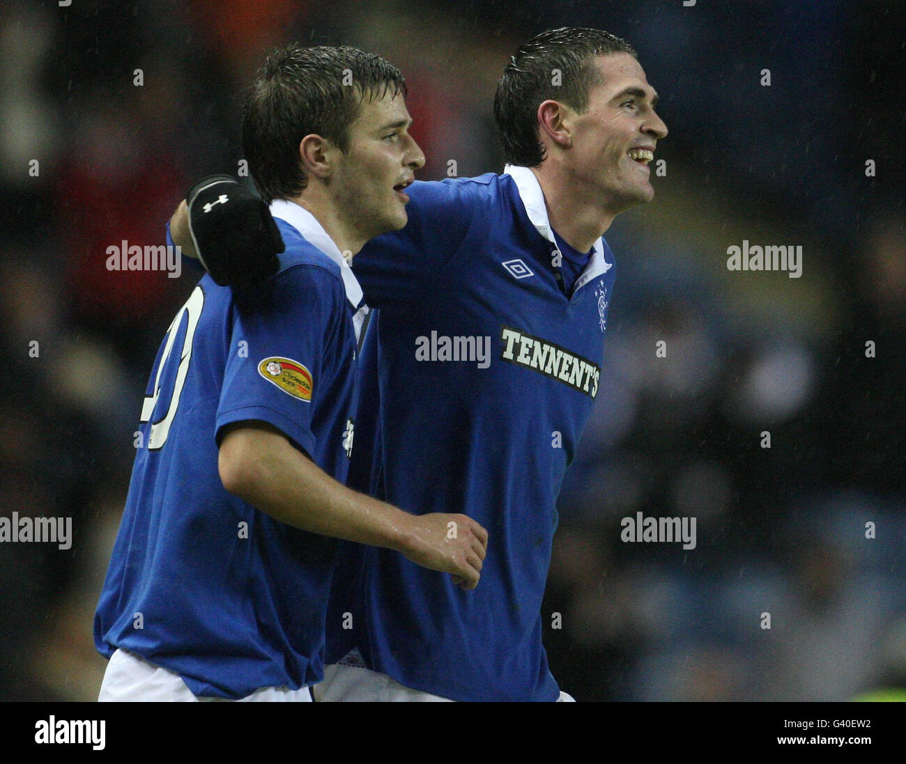 Rangers' Kyle Lafferty (right) celebrates his goal with Jamie Ness ...