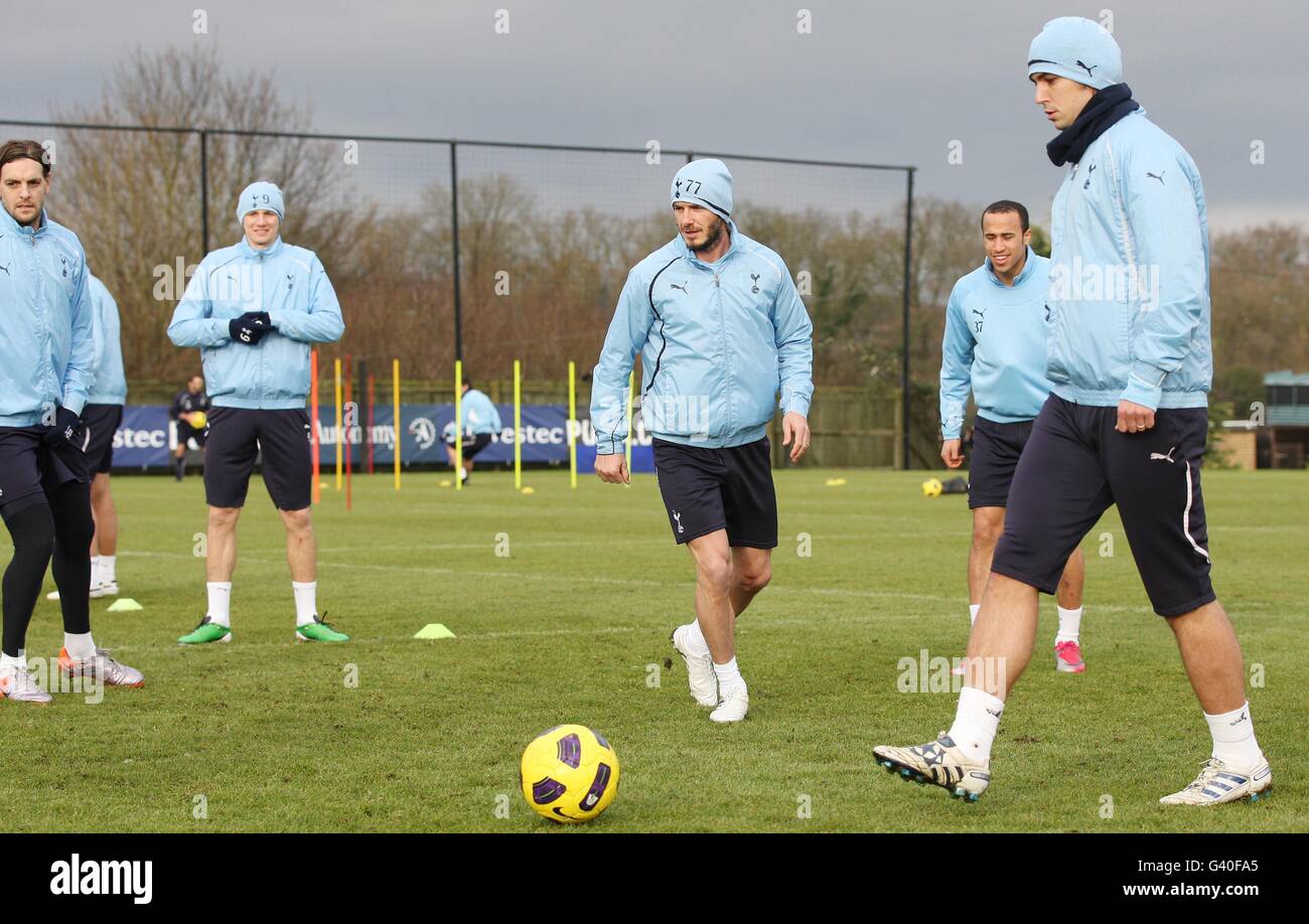 David Beckham during a training session with Tottenham Hotspur at Spurs ...