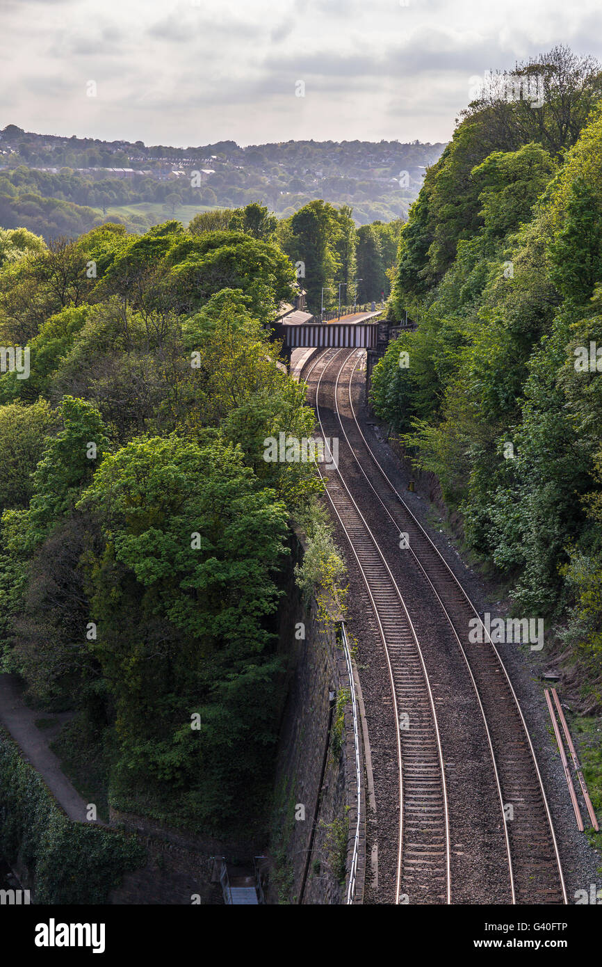 Sheffield to Stockport line at New Mills Stock Photo - Alamy