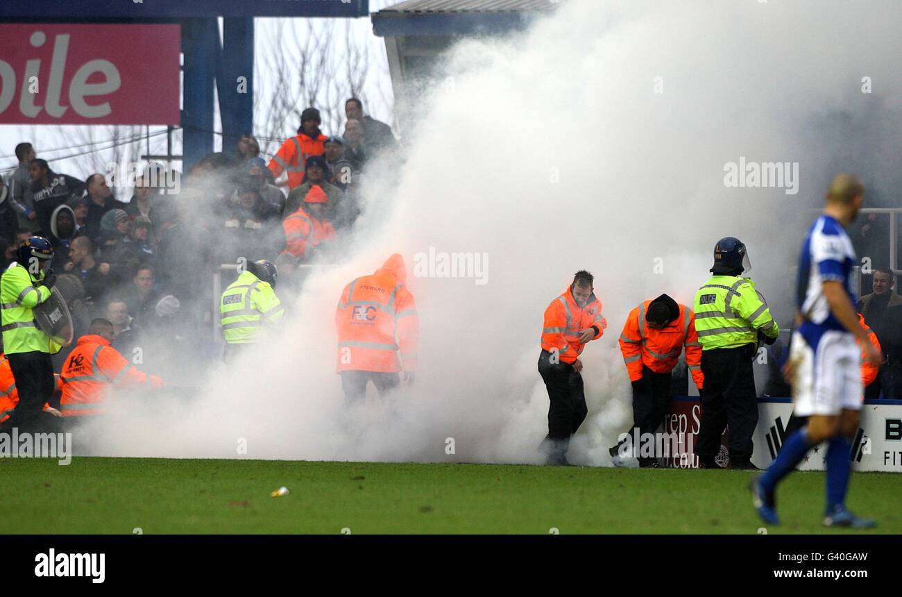 Smoke bomb on football pitch hi-res stock photography and images - Alamy