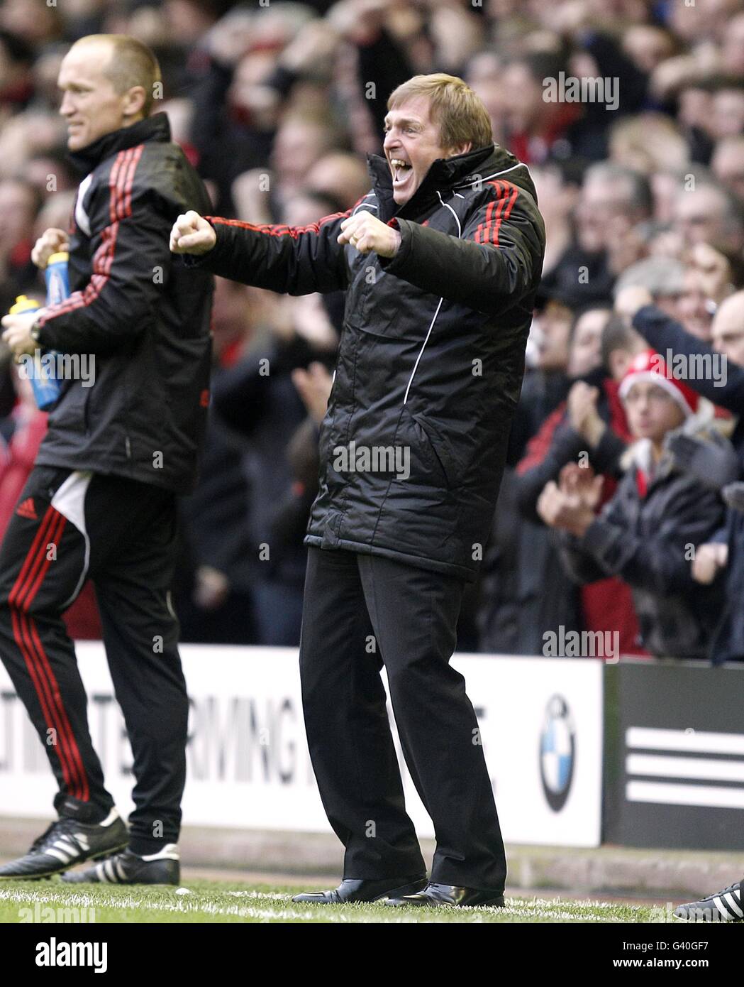 Liverpools manager kenny dalglish on the touchline hi-res stock ...