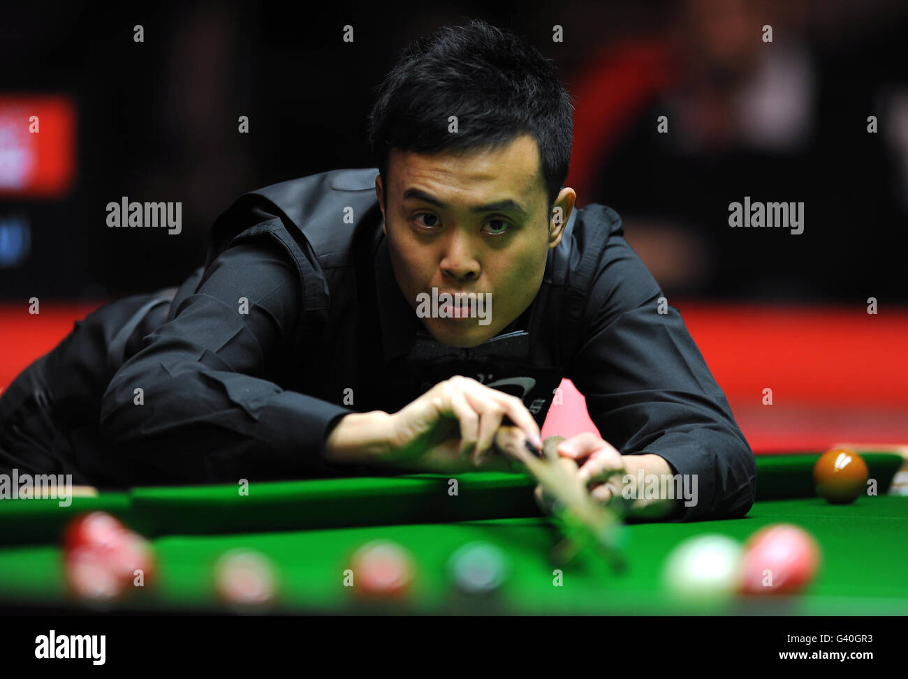 Hong Kong's Marco Fu in action during the Ladbrokes Mobile Masters ...