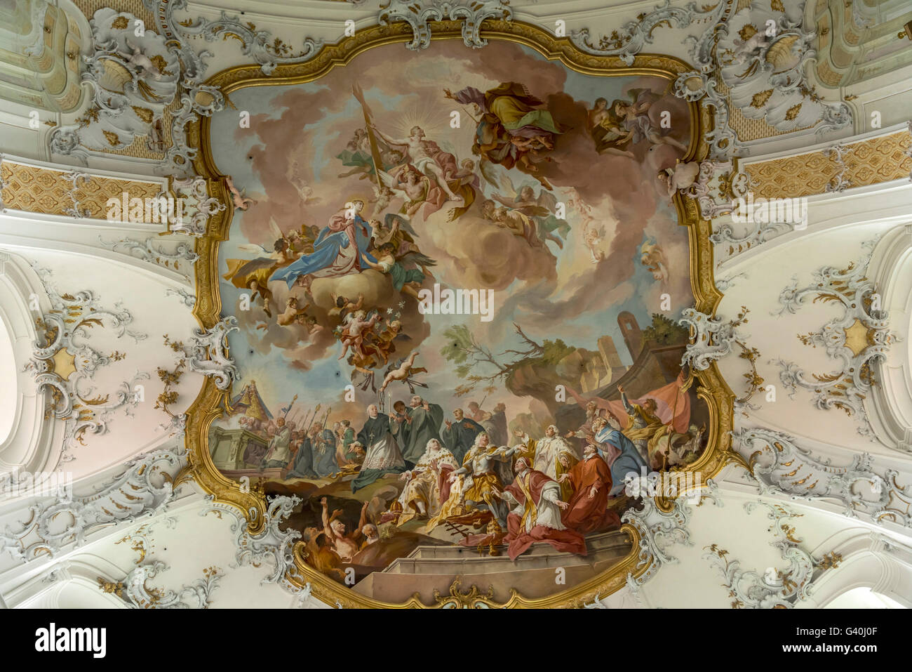Baroque Fresco On The Ceiling Of The Basilica High Resolution Stock ...