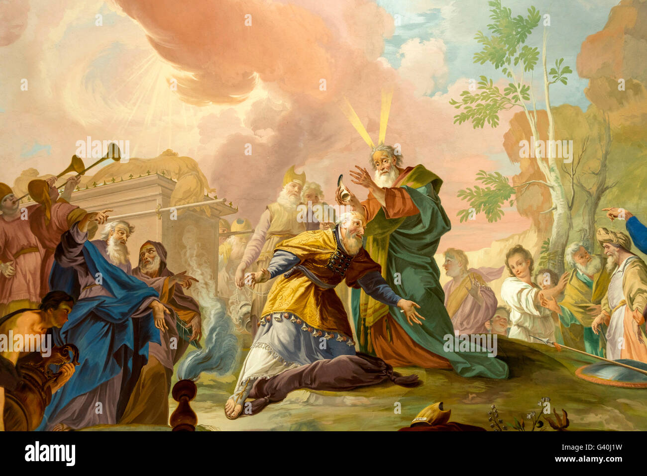 Baroque fresco on the ceiling of the basilica hi-res stock photography ...