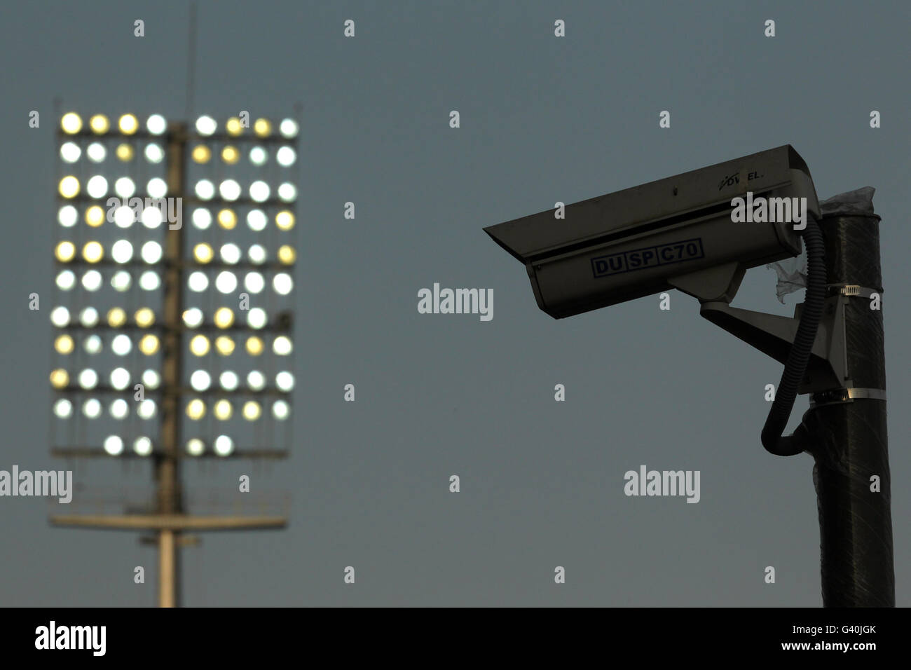 General view of a security camera pointing in the direction of a ...