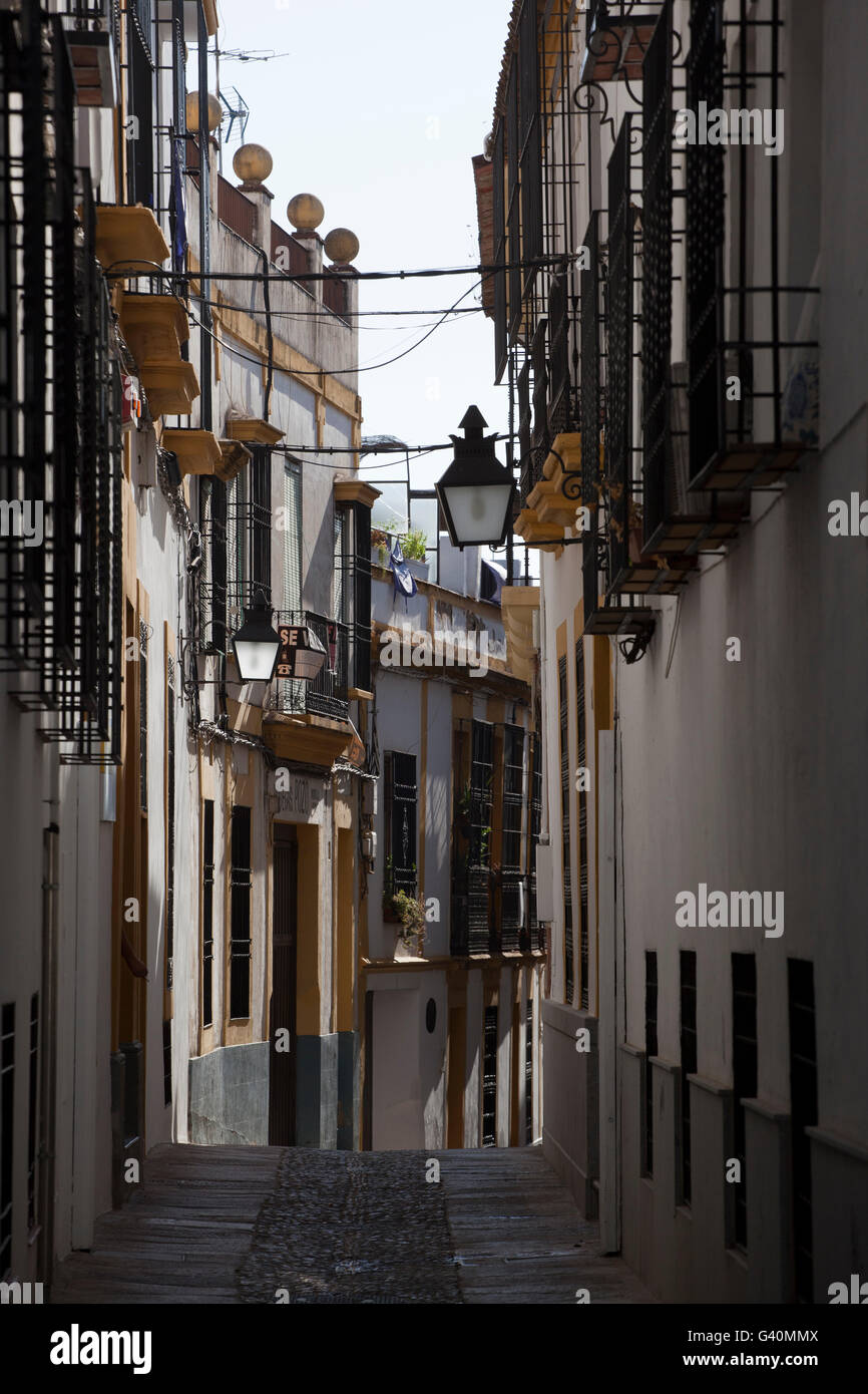 Alleyway and typical facades in the district of La Juderia, Córdoba ...