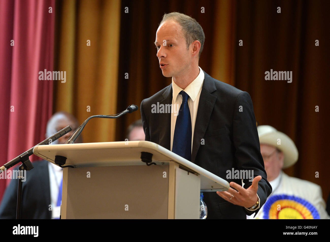 Conservative candidate Dan Watkins speaks following the result of the ...