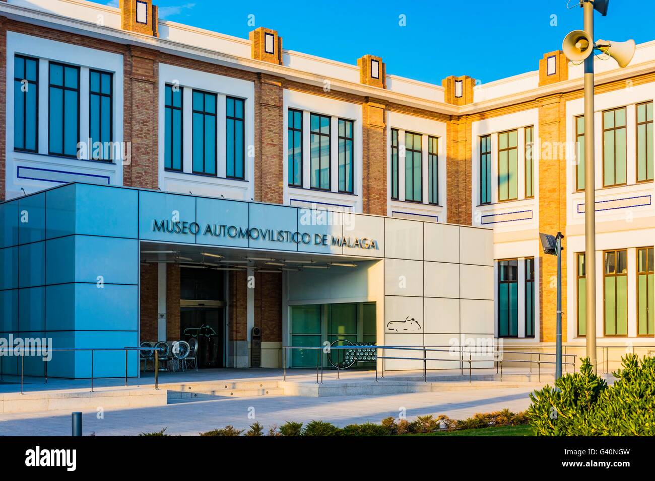 Facade, Malaga Car Museum. Tabacalera Complex. Málaga, Costa del Sol ...