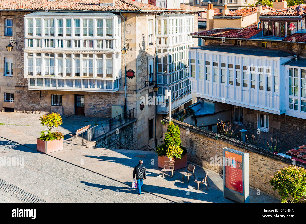 Traditional architecture in Old Town. Vitoria-Gasteiz, Álava, Basque ...