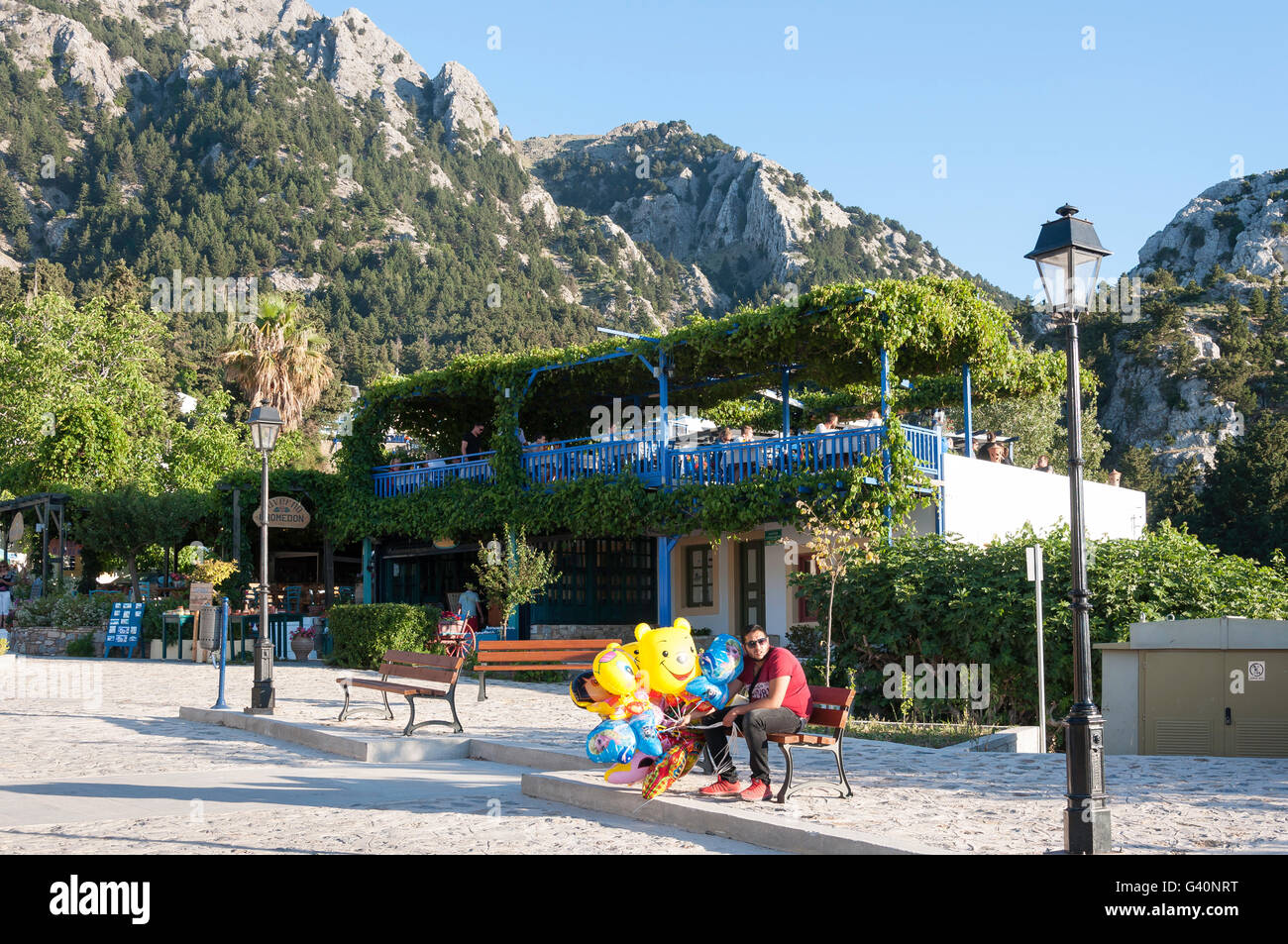 Town Square in hillside village of Zia, Kos (Cos), The Dodecanese ...