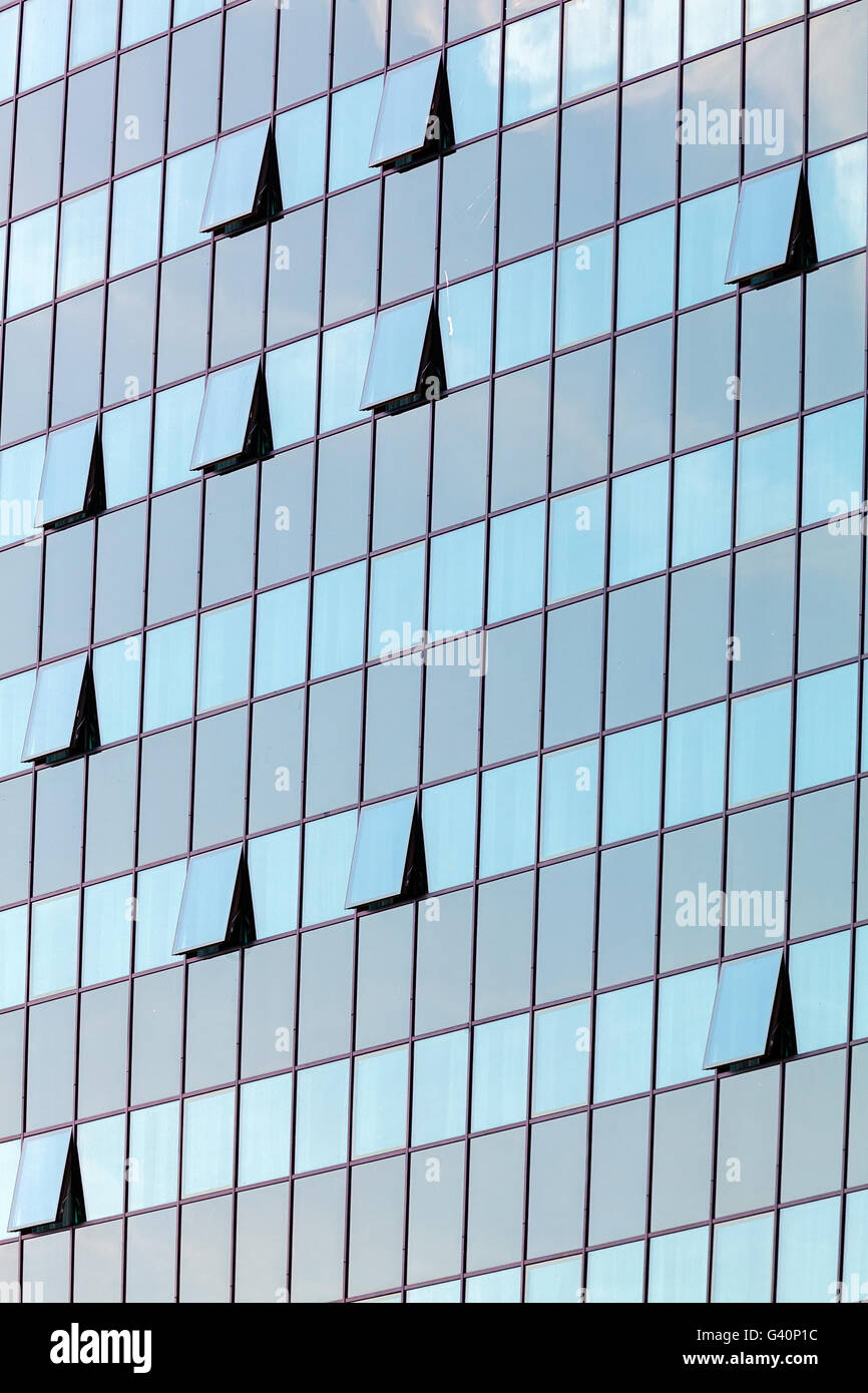 glass facade with opened windows on a modern building Stock Photo - Alamy