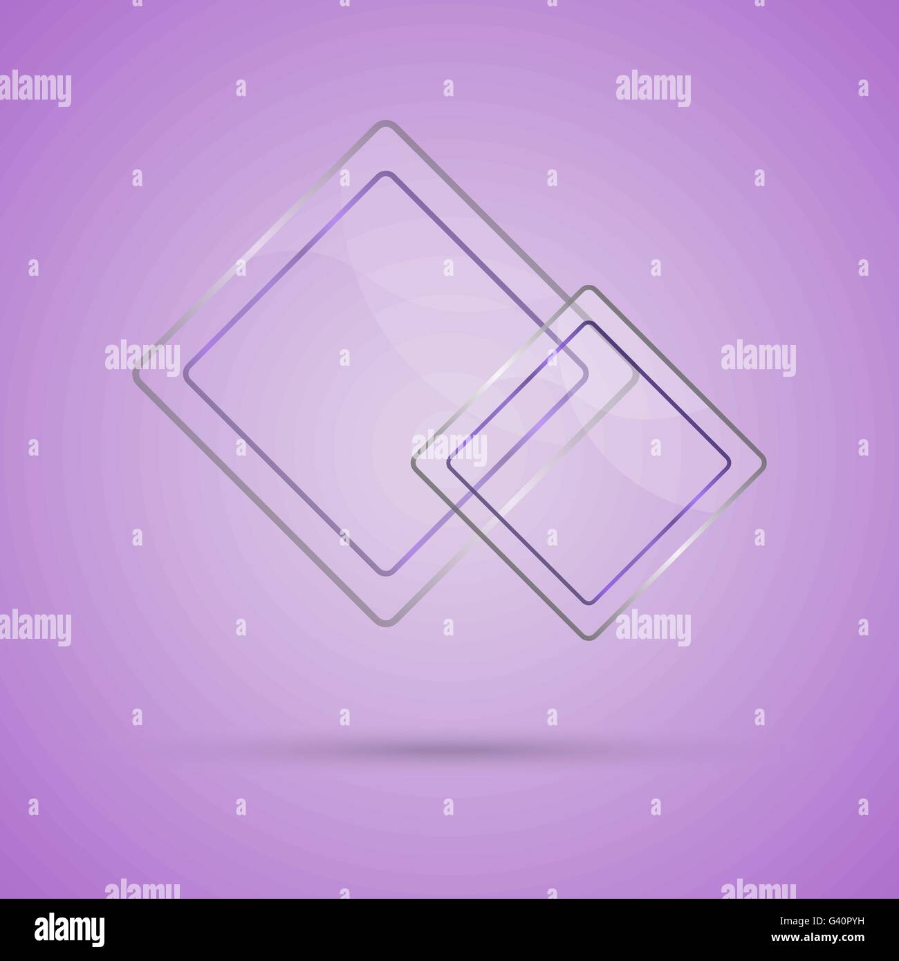 Abstract glass panel with copy space on violet background, stock vector ...