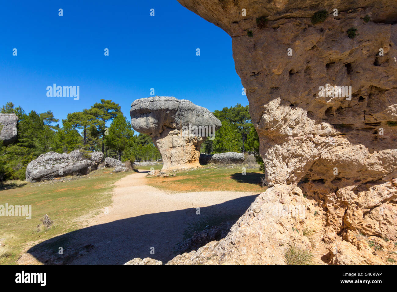 Rocks with capricious forms in the enchanted city of Cuenca, Spain ...