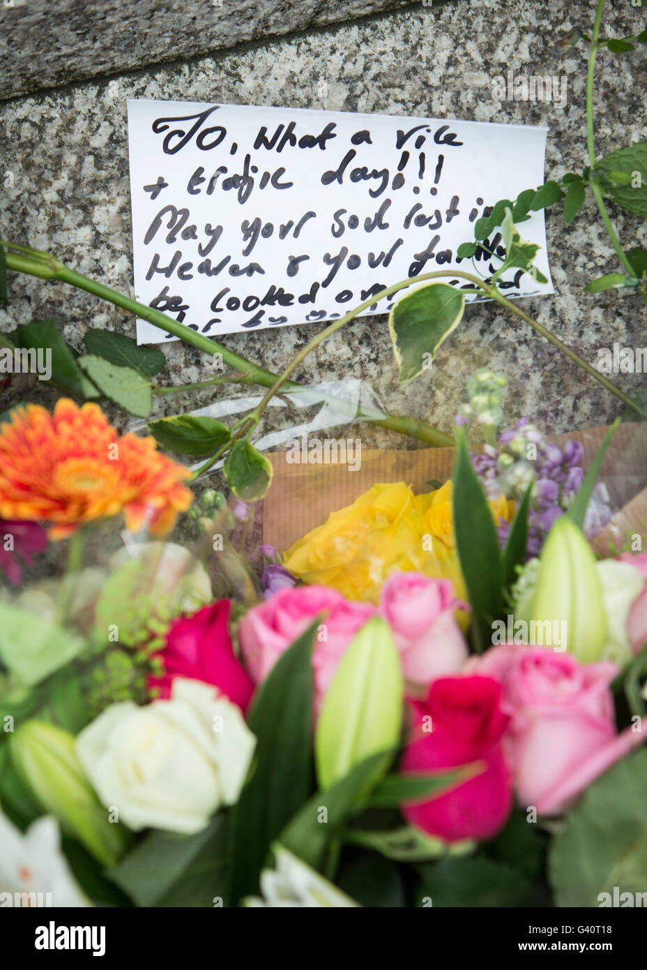 Floral tributes left in Birstall, West Yorkshire, after Labour MP Jo ...