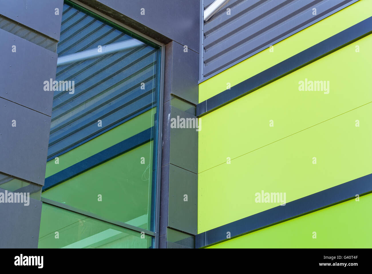 details of aluminum facade and aluminum panels on industrial building ...