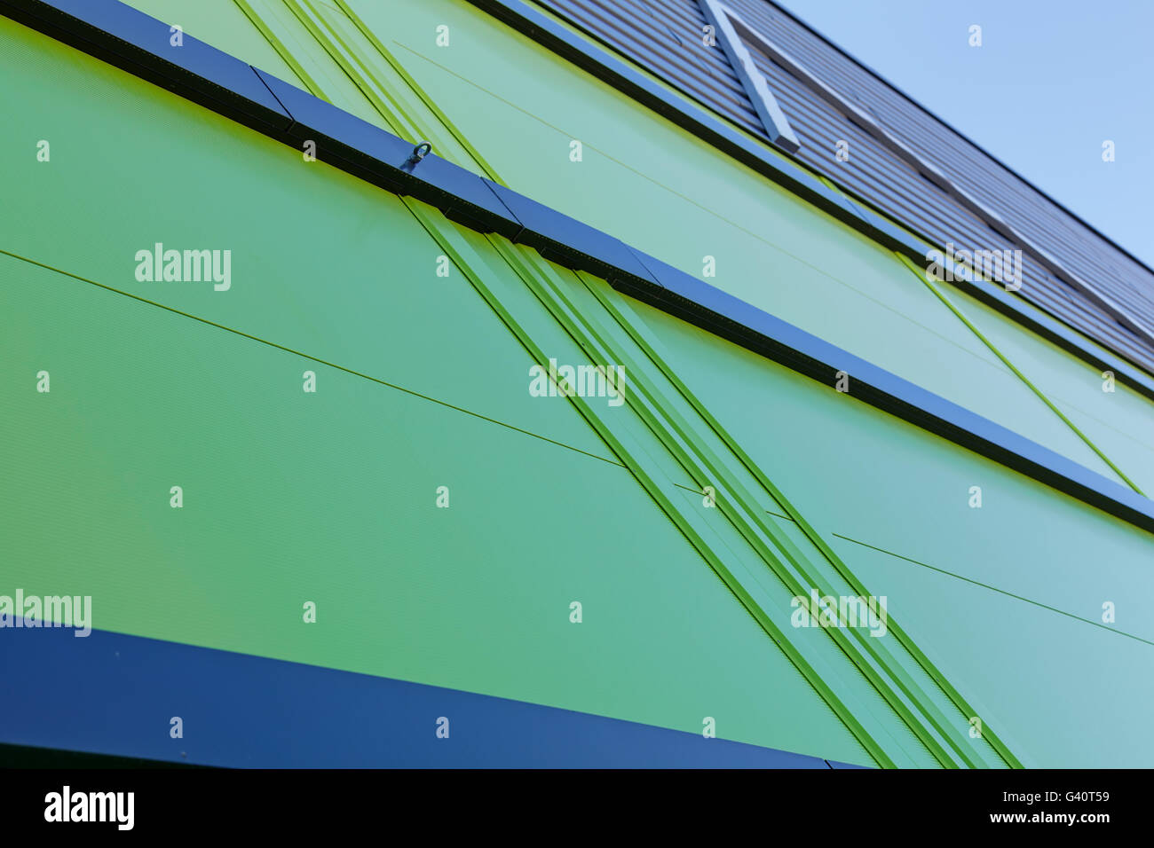 details of aluminum facade and aluminum panels on industrial building ...