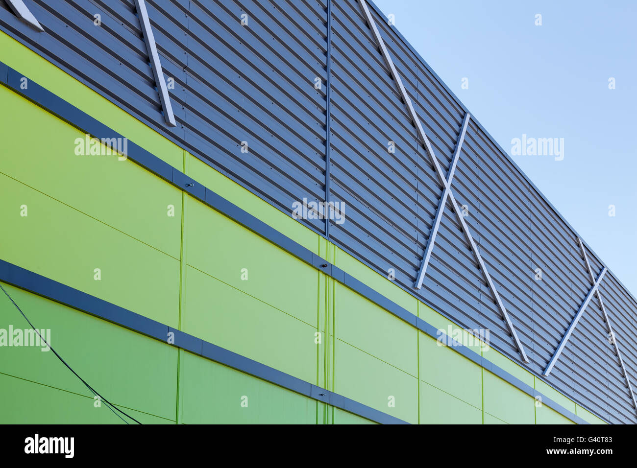 details of aluminum facade and aluminum panels on industrial building ...