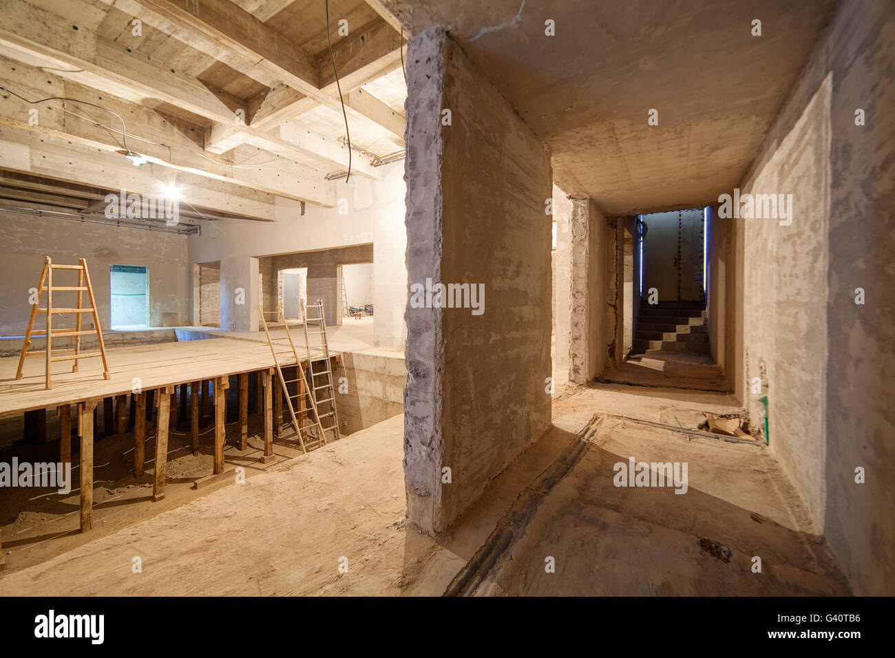 interior of unfinished residential complex with concrete walls Stock ...
