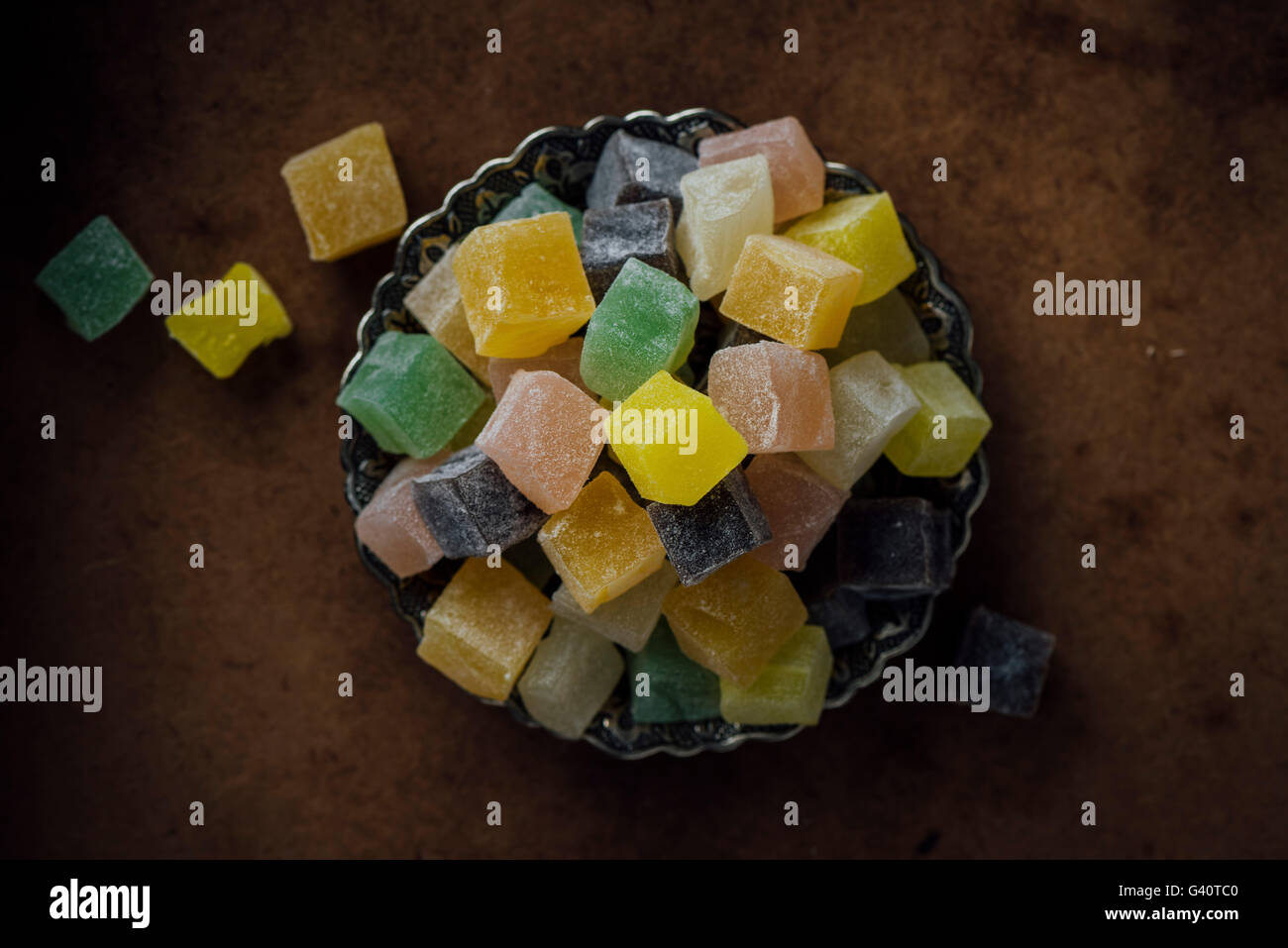 Colorful mini Turkish delights in a bowl Stock Photo - Alamy