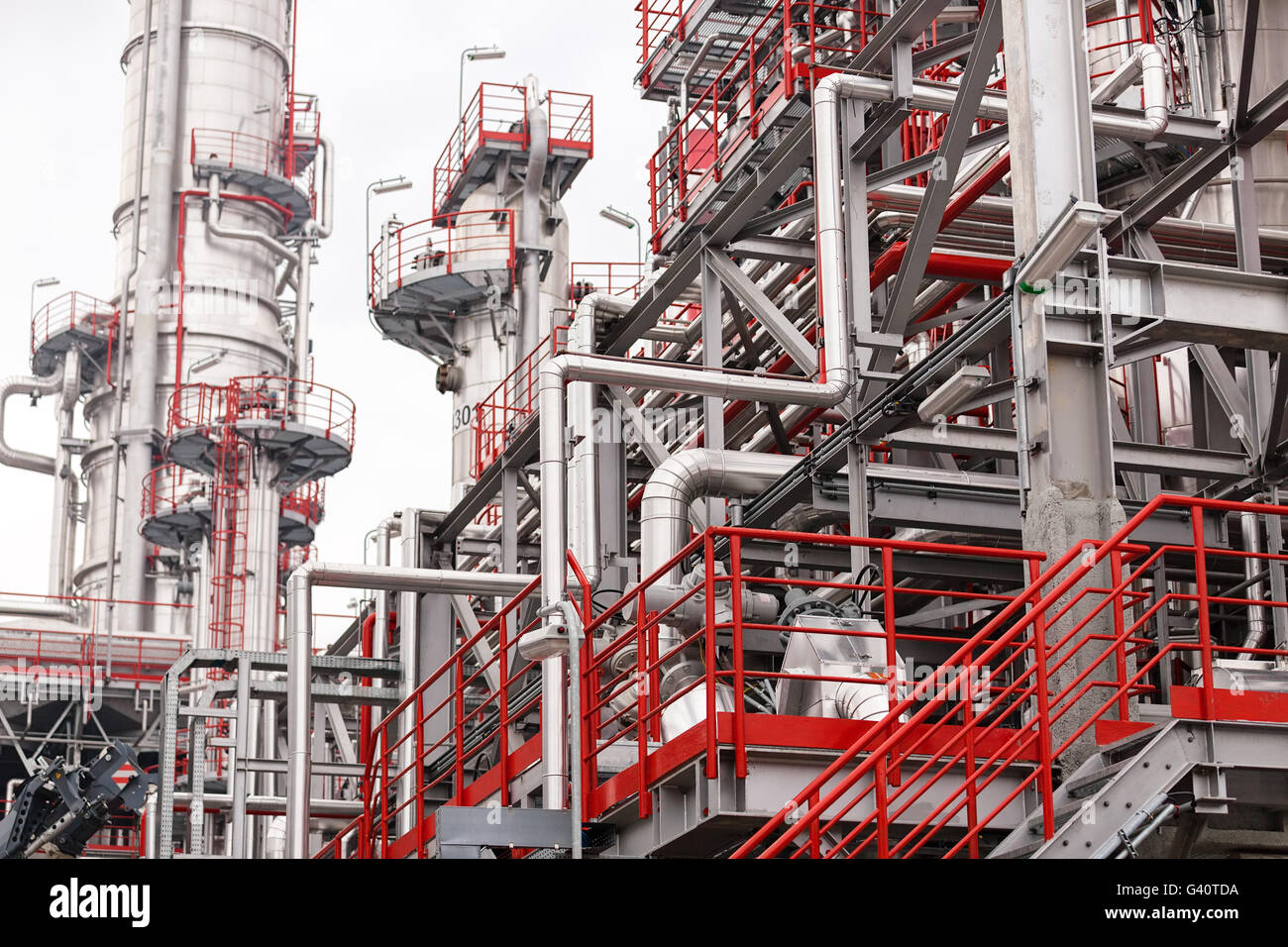 detail of oil pipeline with valves in large oil refinery Stock Photo ...