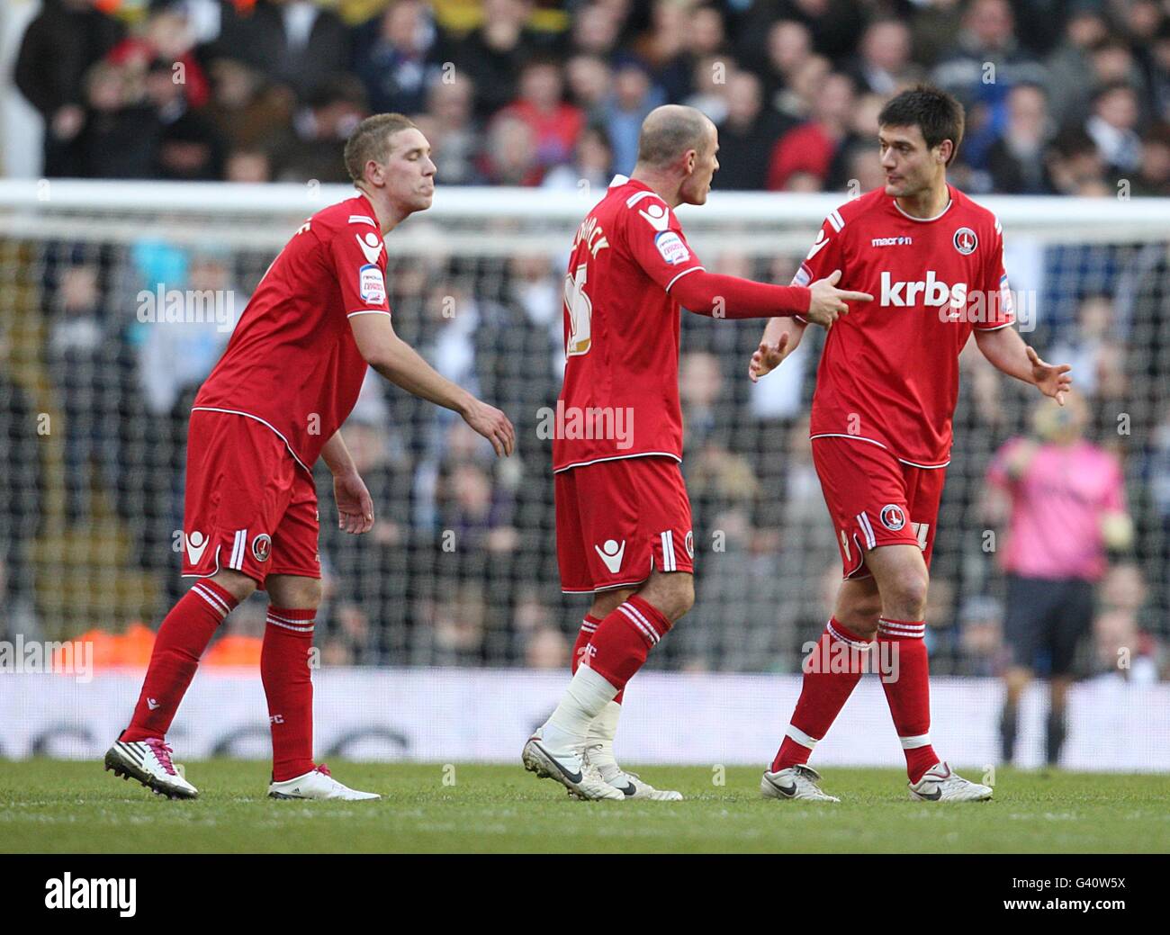 (left-right) Charlton Athletic's Scott Wagstaff, Alan McCormack and ...