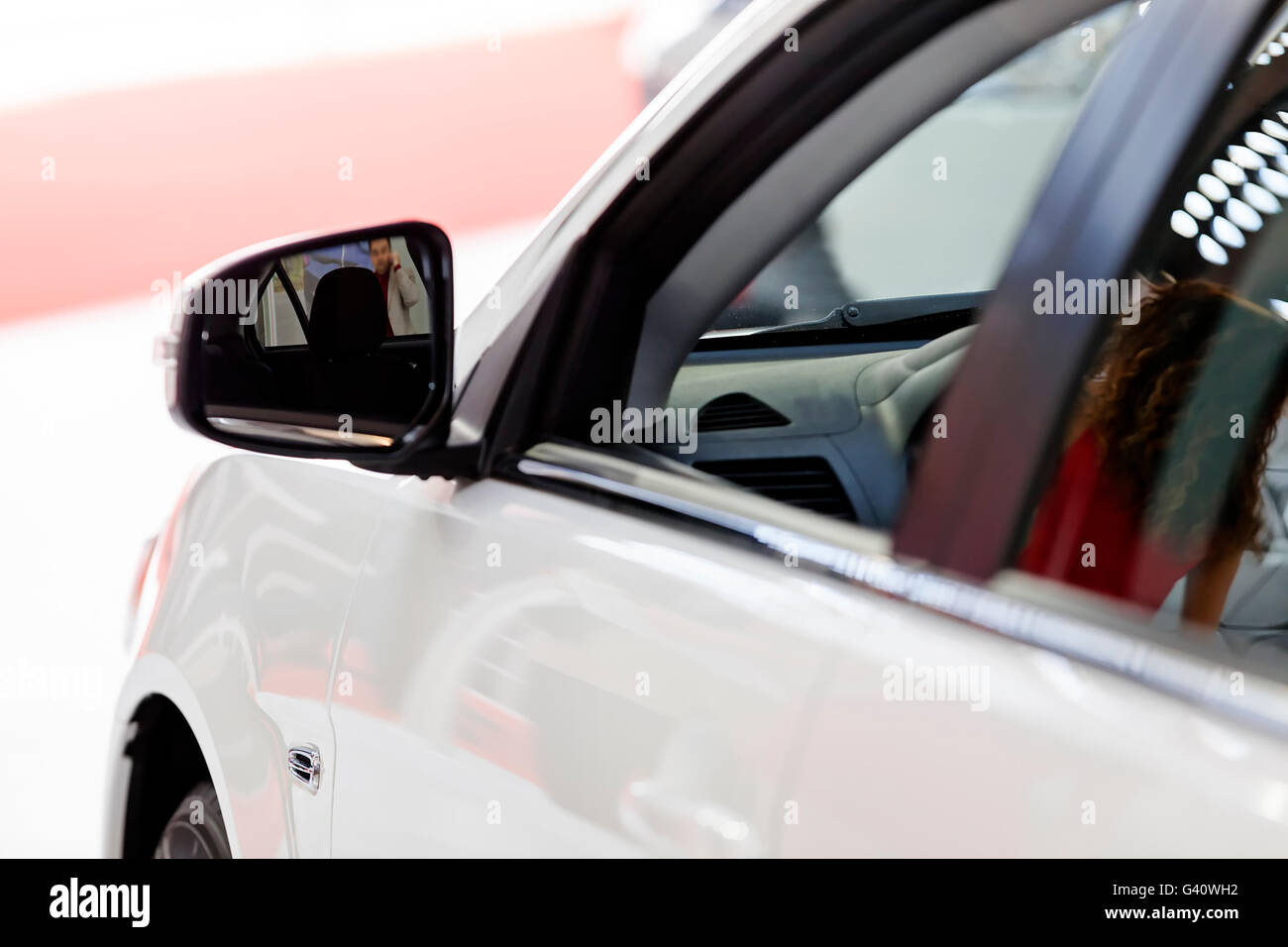 Front rear view mirror on the car window Stock Photo - Alamy