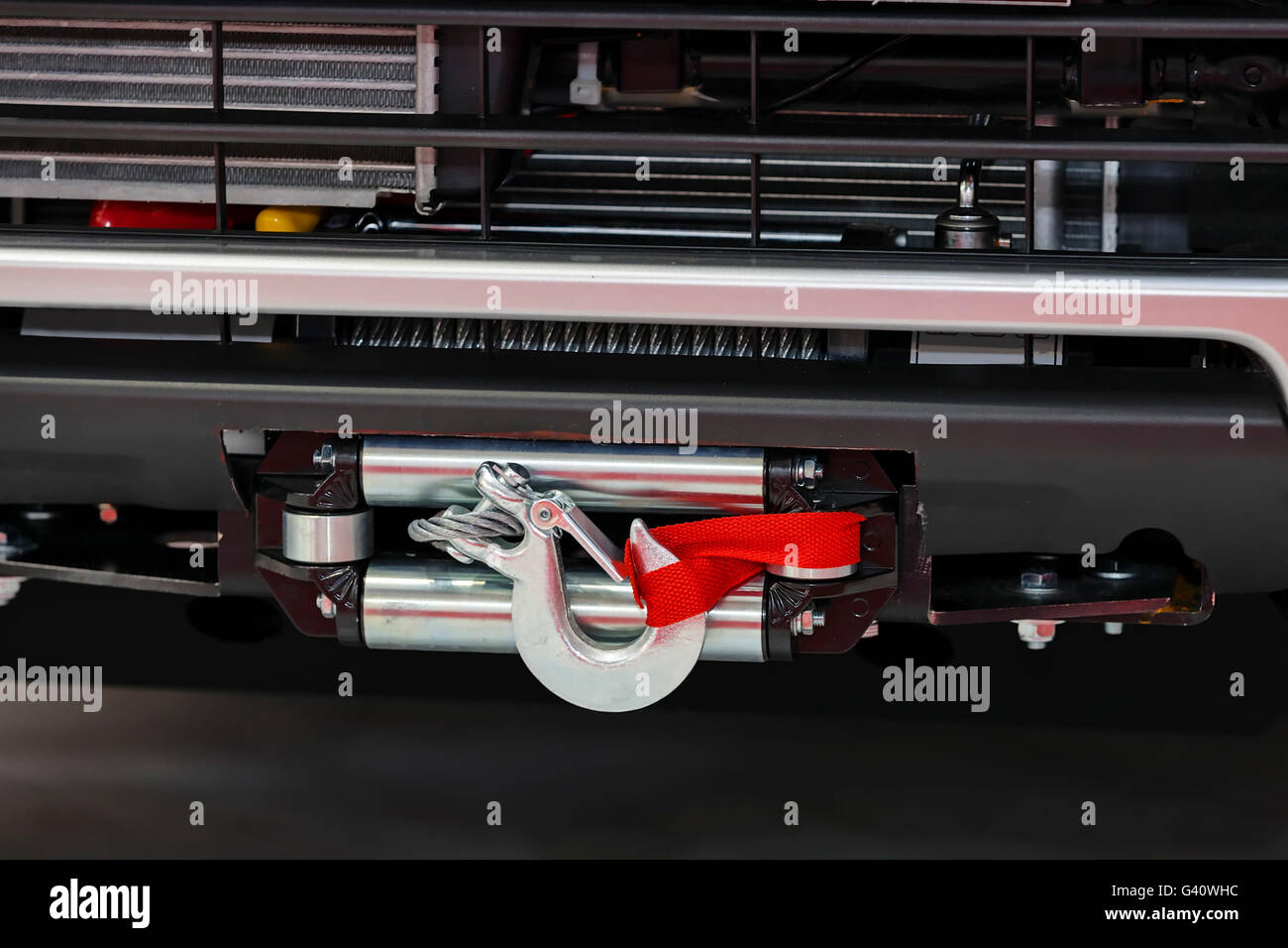 Closeup back of car and chrome new hook Stock Photo - Alamy