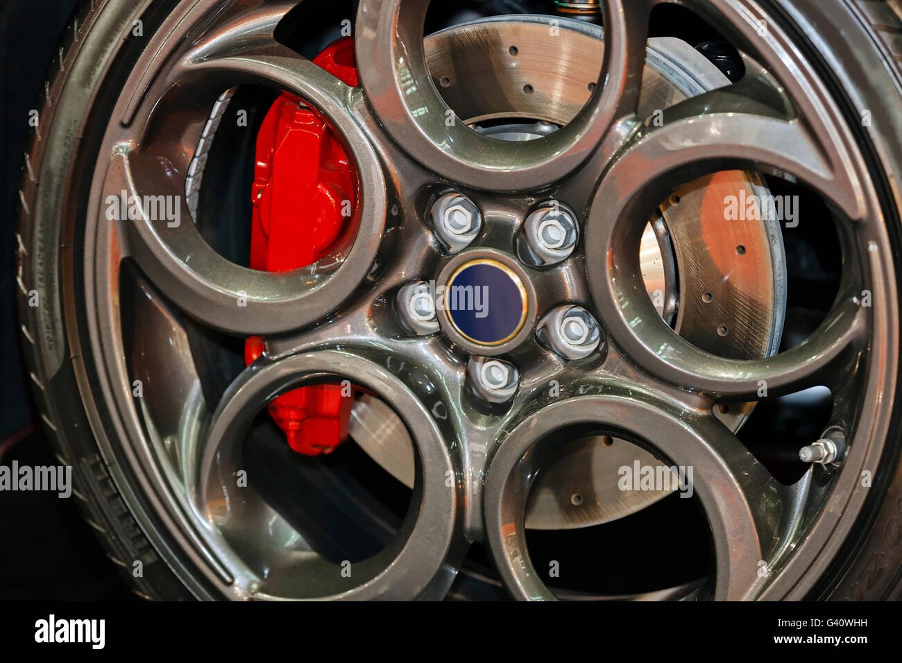Steel detail inside of car wheel; note shallow depth of field Stock ...