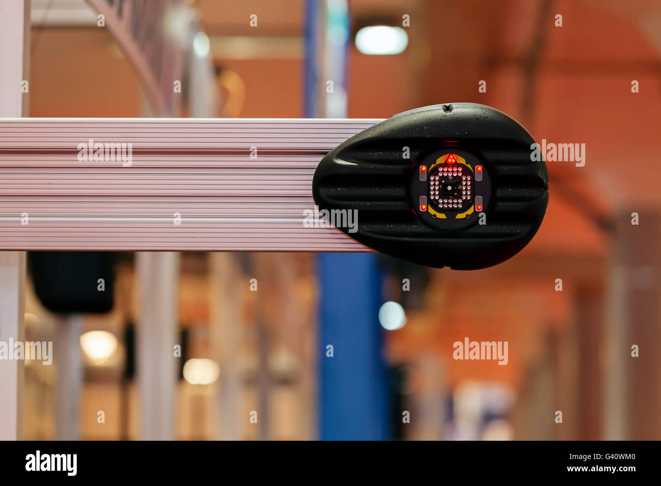 Black interior camera detail on aluminum bar; note shallow depth of ...