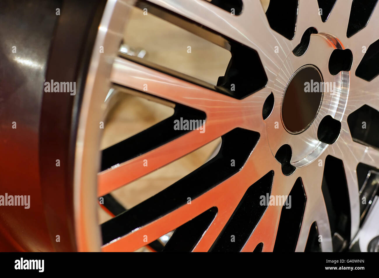 Closeup modern steel car wheel without tyre hi-res stock photography ...