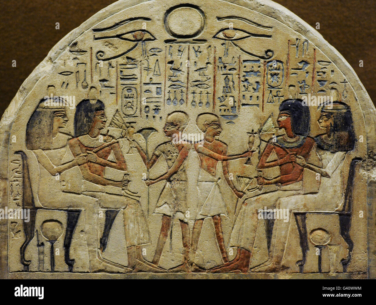 Egypt. Funerary stela. New Kingdom. 15th BC. Limestone, paint. The ...