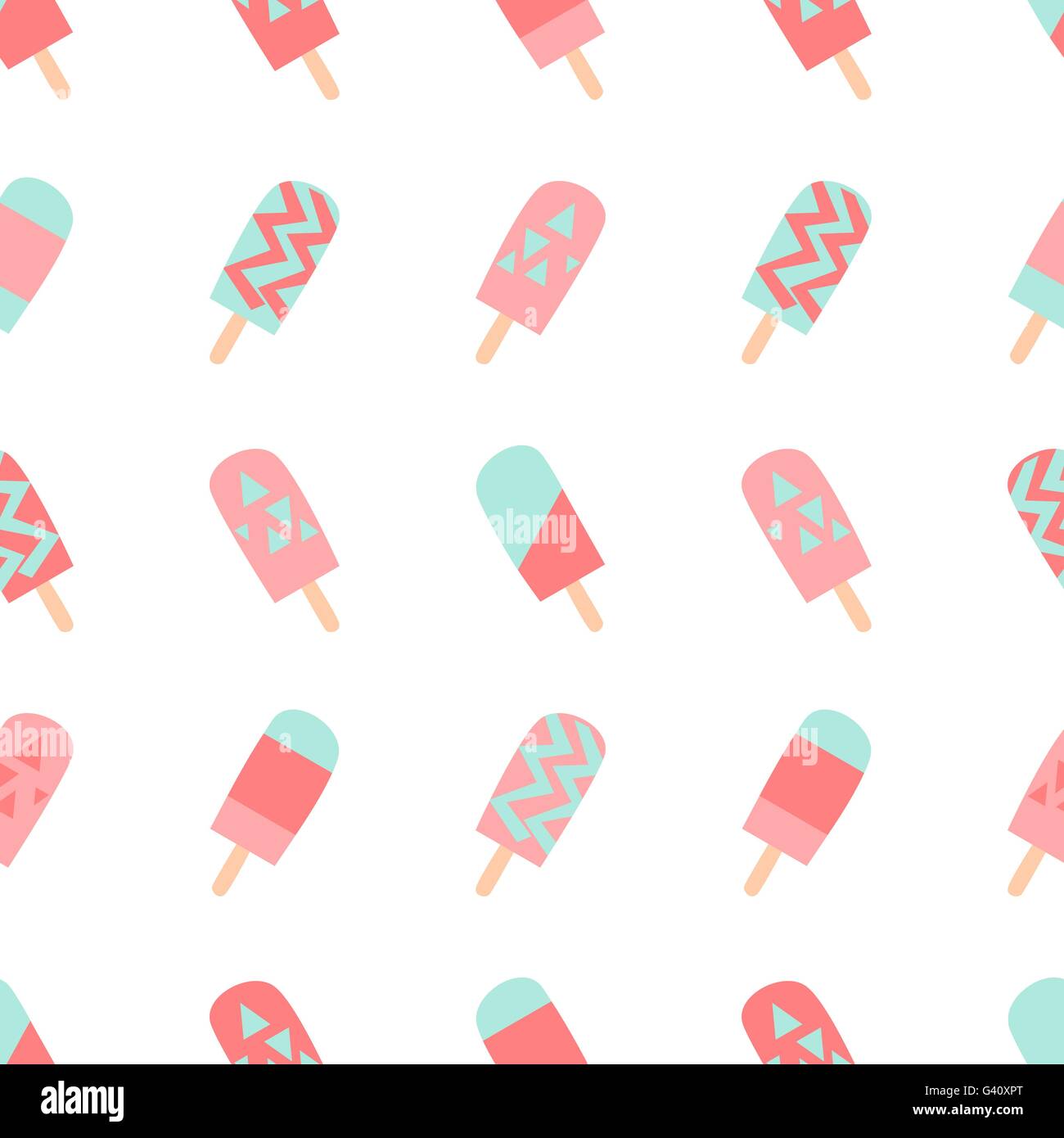 Seamless repeating pattern with ice creams in pastel colors isolated on ...