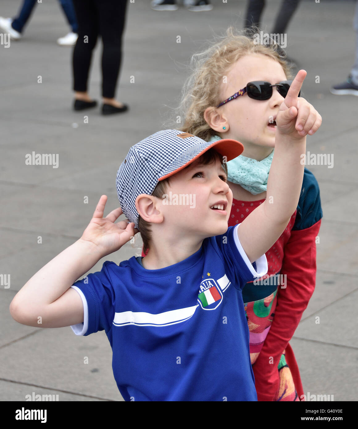 Young Boy and Girl on the street Berlin Germany Stock Photo - Alamy