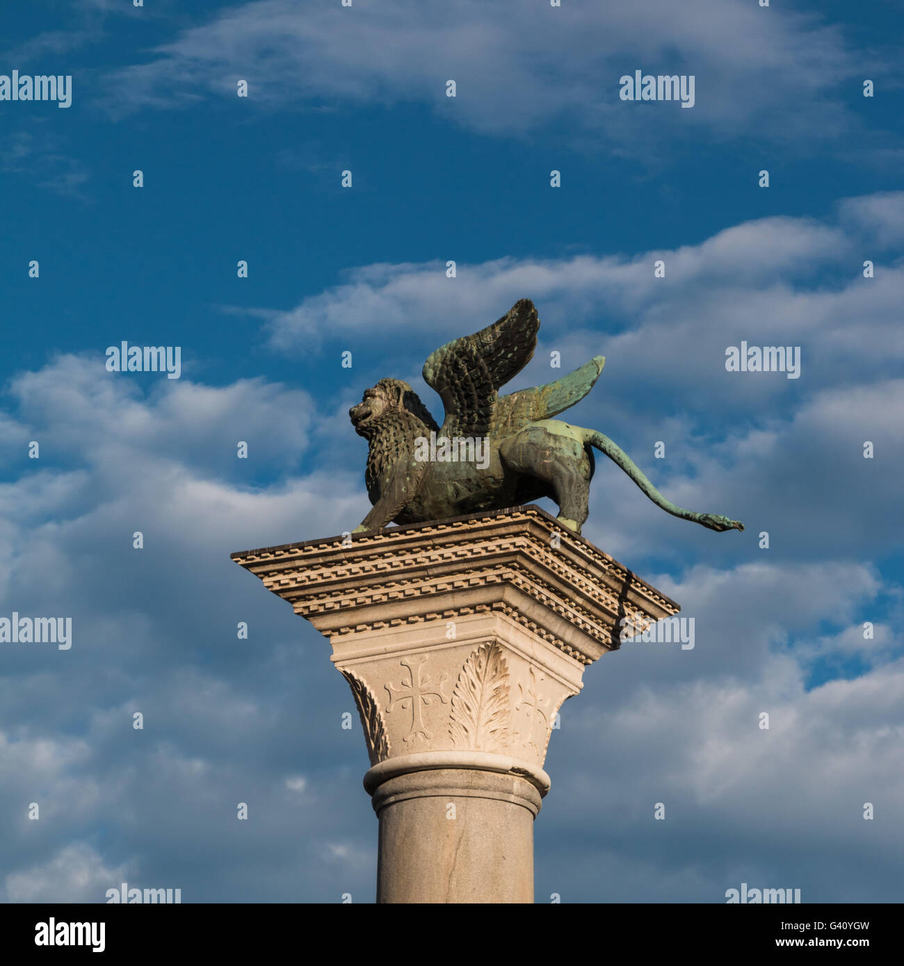 Bronze Winged Lion Column in St. Mark's Square, venice, Italy Stock ...