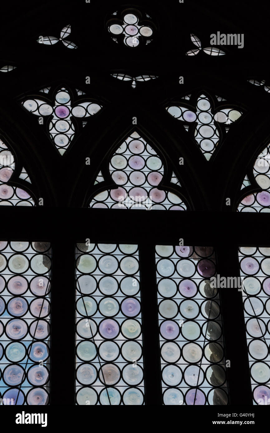 Ancient Gothic Stained Glass Window in Gothic Doge's Palace in St Mark ...