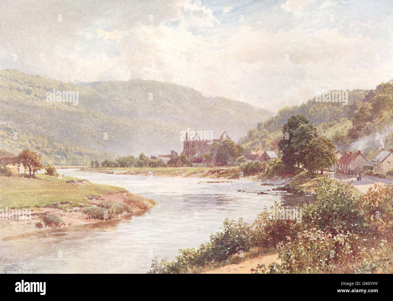 WALES: The Wye, Tintern, Monmouthshire, antique print 1908 Stock Photo ...