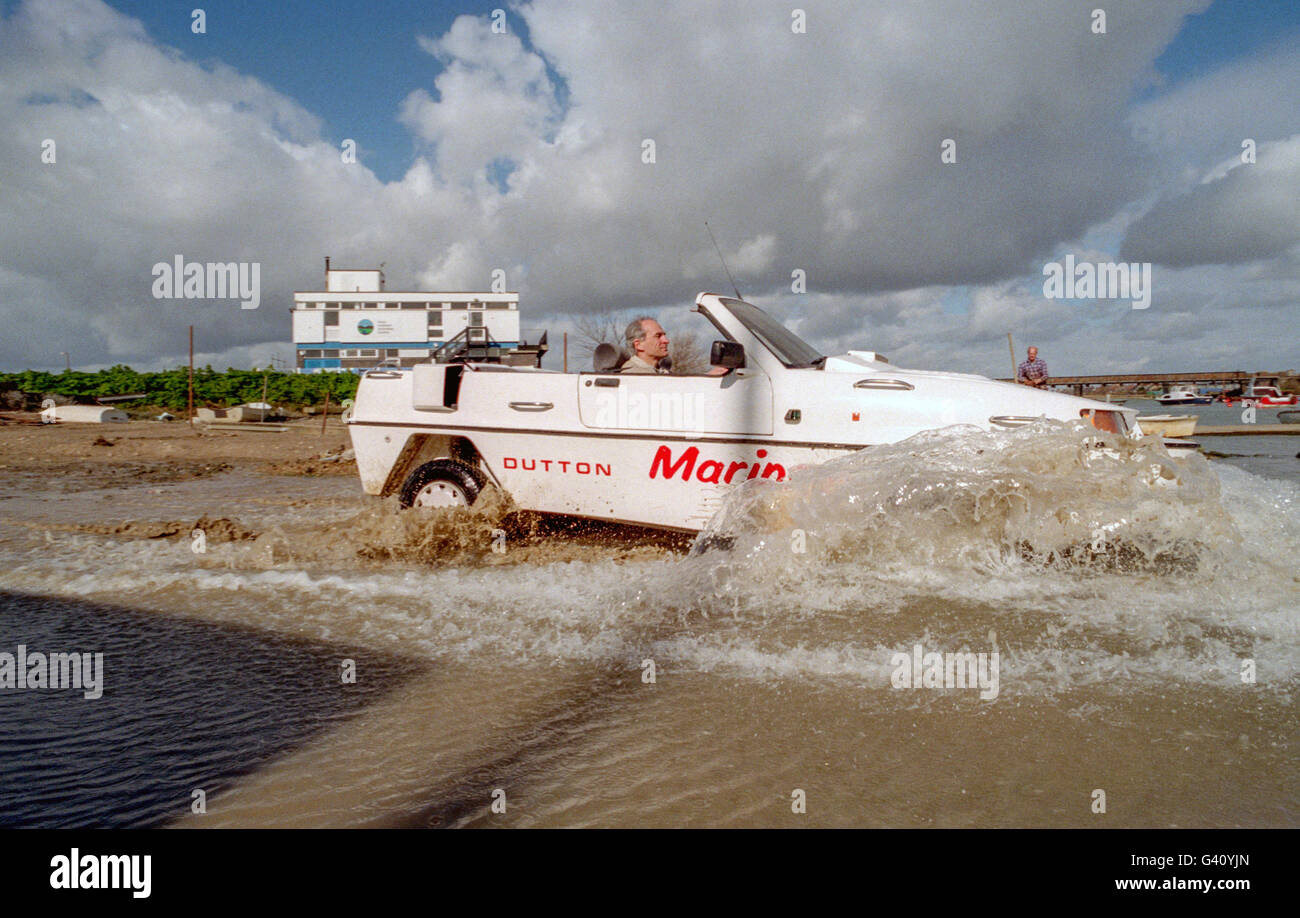 Inventor Tim Dutton with his carboat, the Dutton Mariner, in and around ...