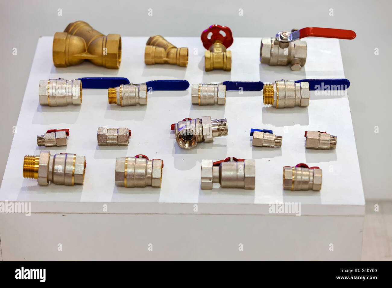 New valves for flow control of cold and hot water Stock Photo - Alamy