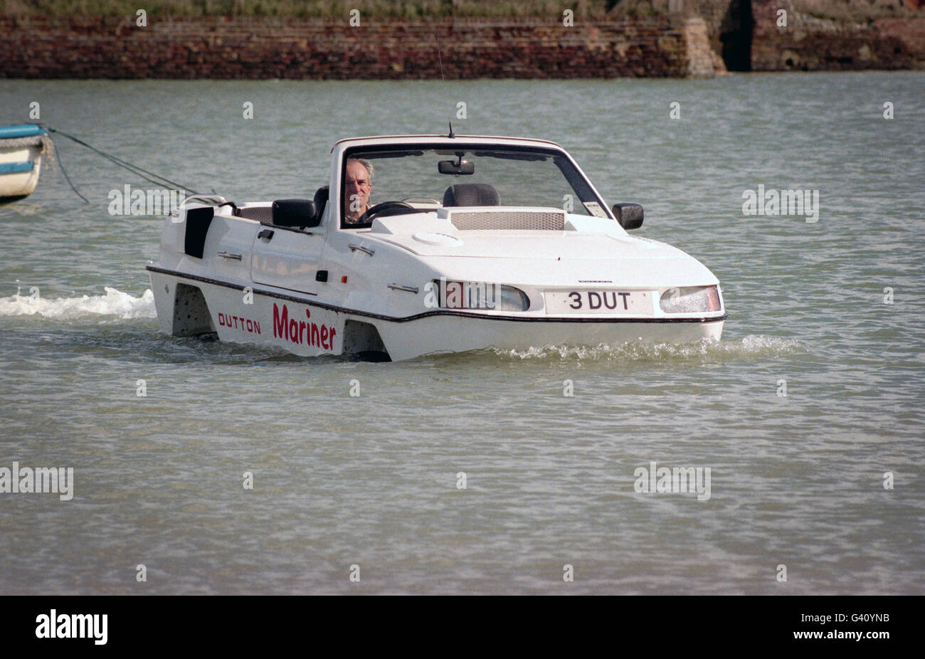 Inventor Tim Dutton with his carboat, the Dutton Mariner, in and around ...