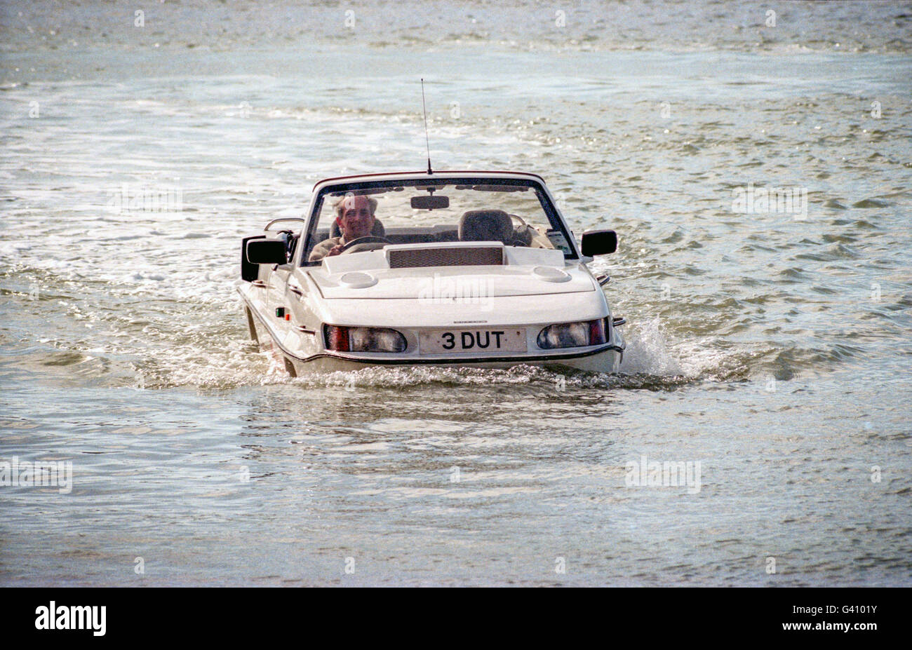 Inventor Tim Dutton with his carboat, the Dutton Mariner, in and around ...