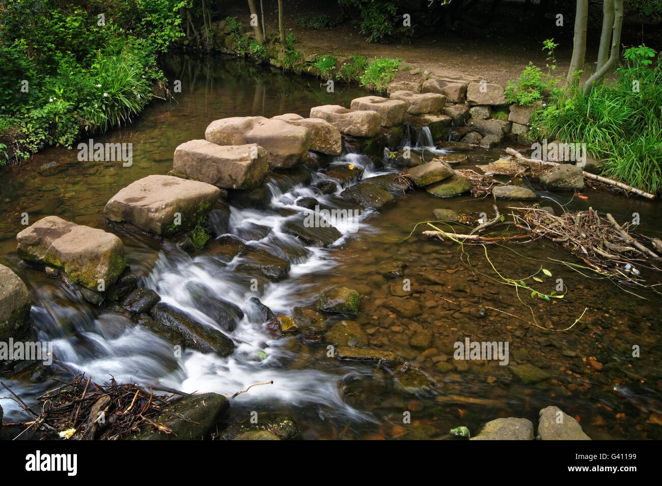 UK, South Yorkshire, Sheffield, Endcliffe Park, Porter Brook Waterfall ...