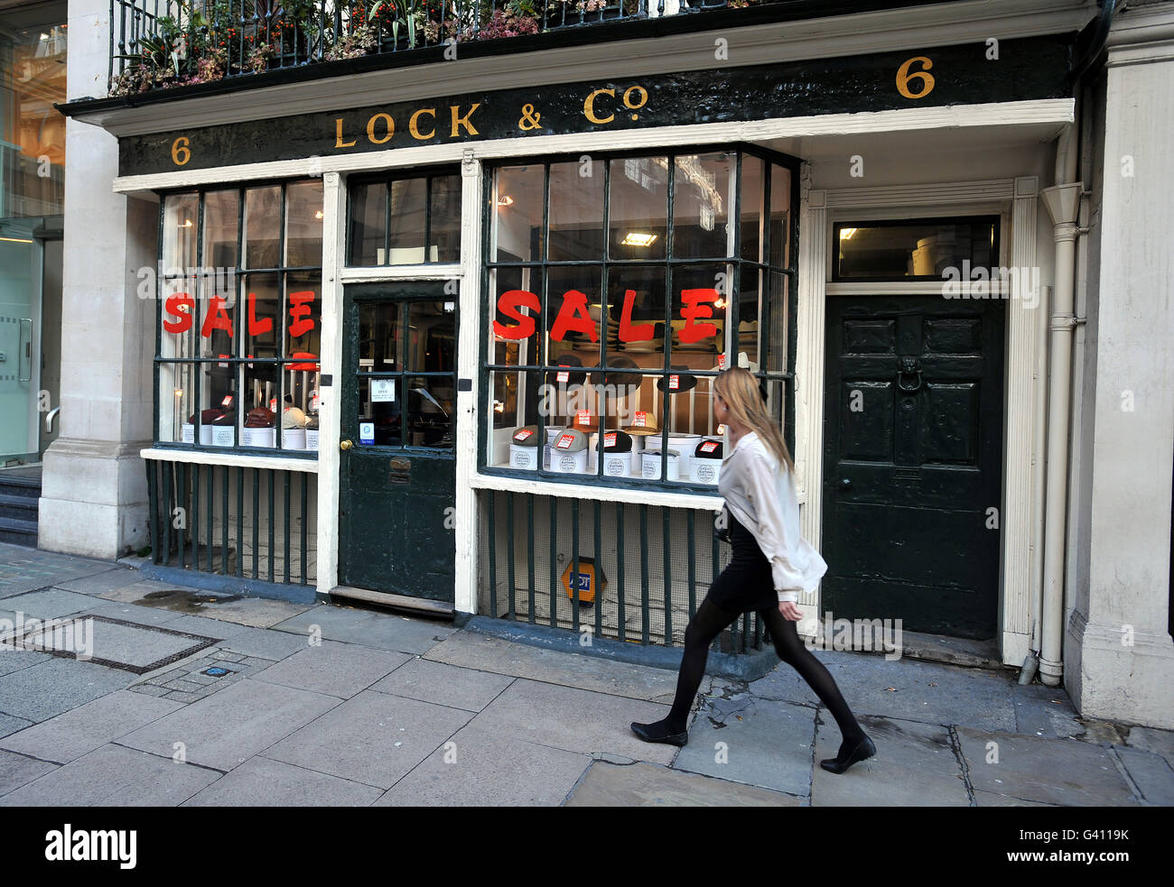 The shop front of Lock & Co hatmakers, in St James's St central London ...
