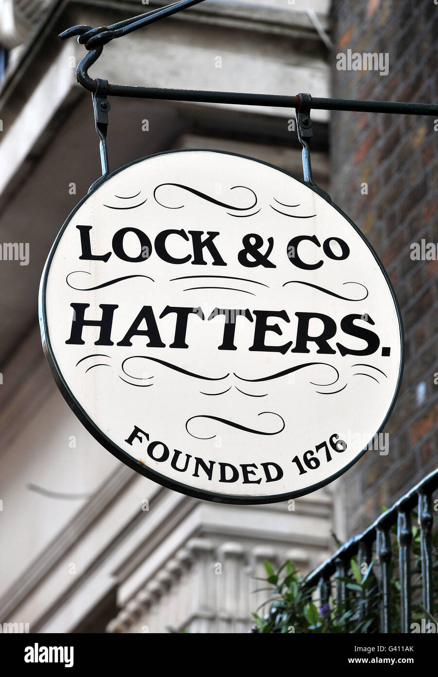 The sign above the door to Lock & Co hatmakers shop, in St James's St ...