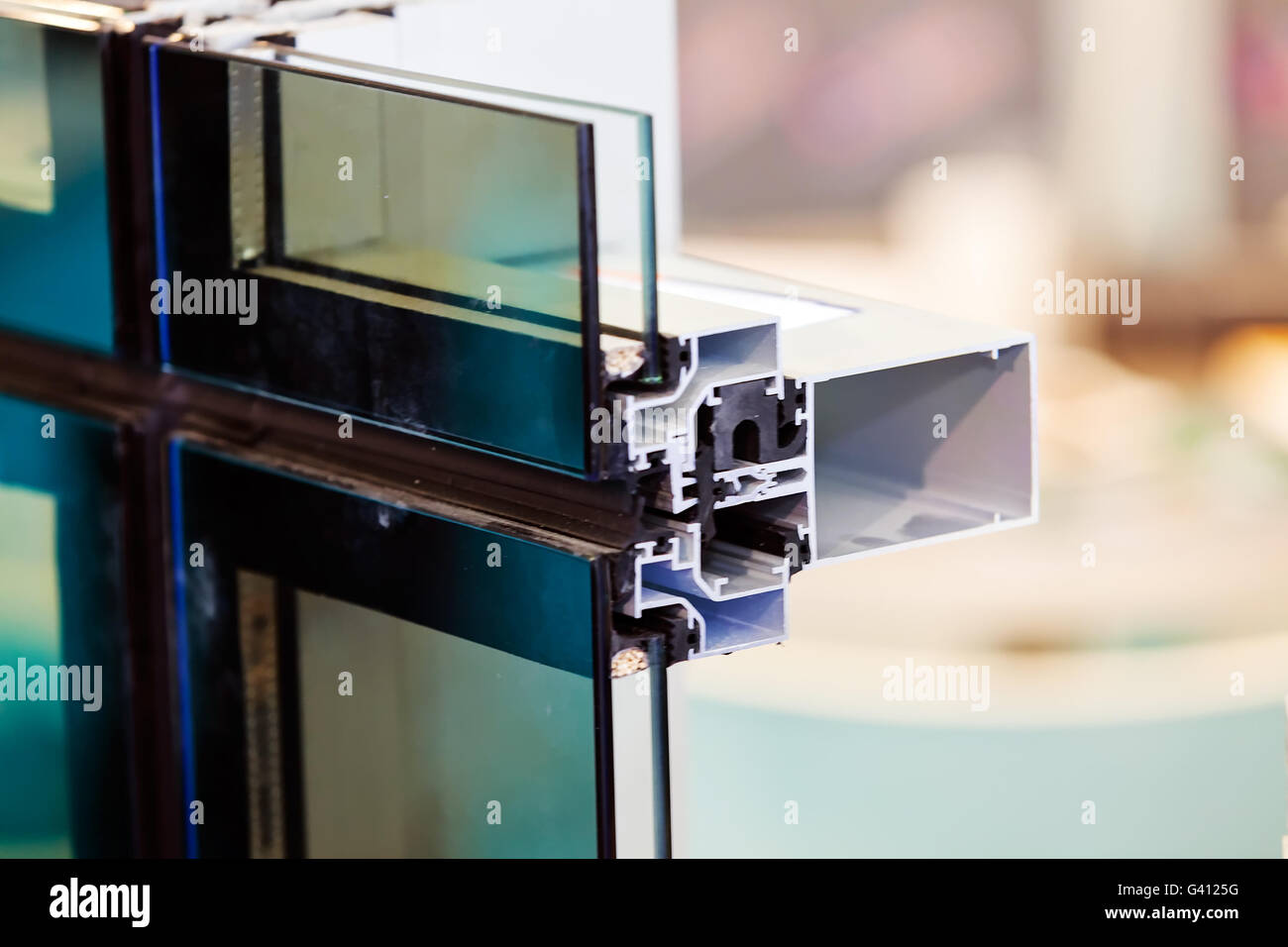 Window profile cut of with metal, glass and insulation Stock Photo - Alamy