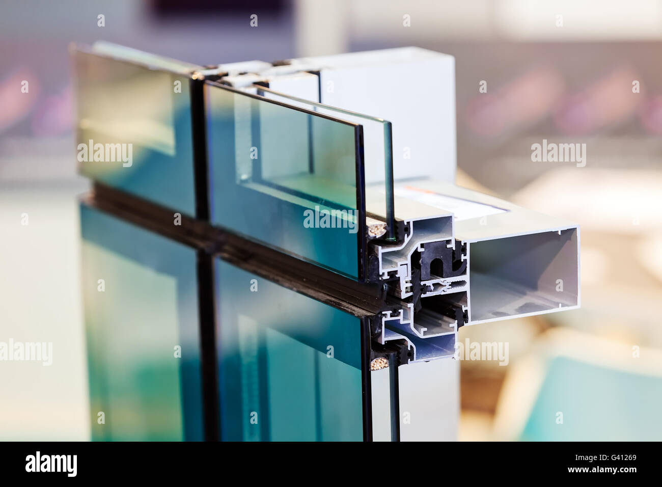 Window profile cut of with metal, glass and insulation Stock Photo - Alamy