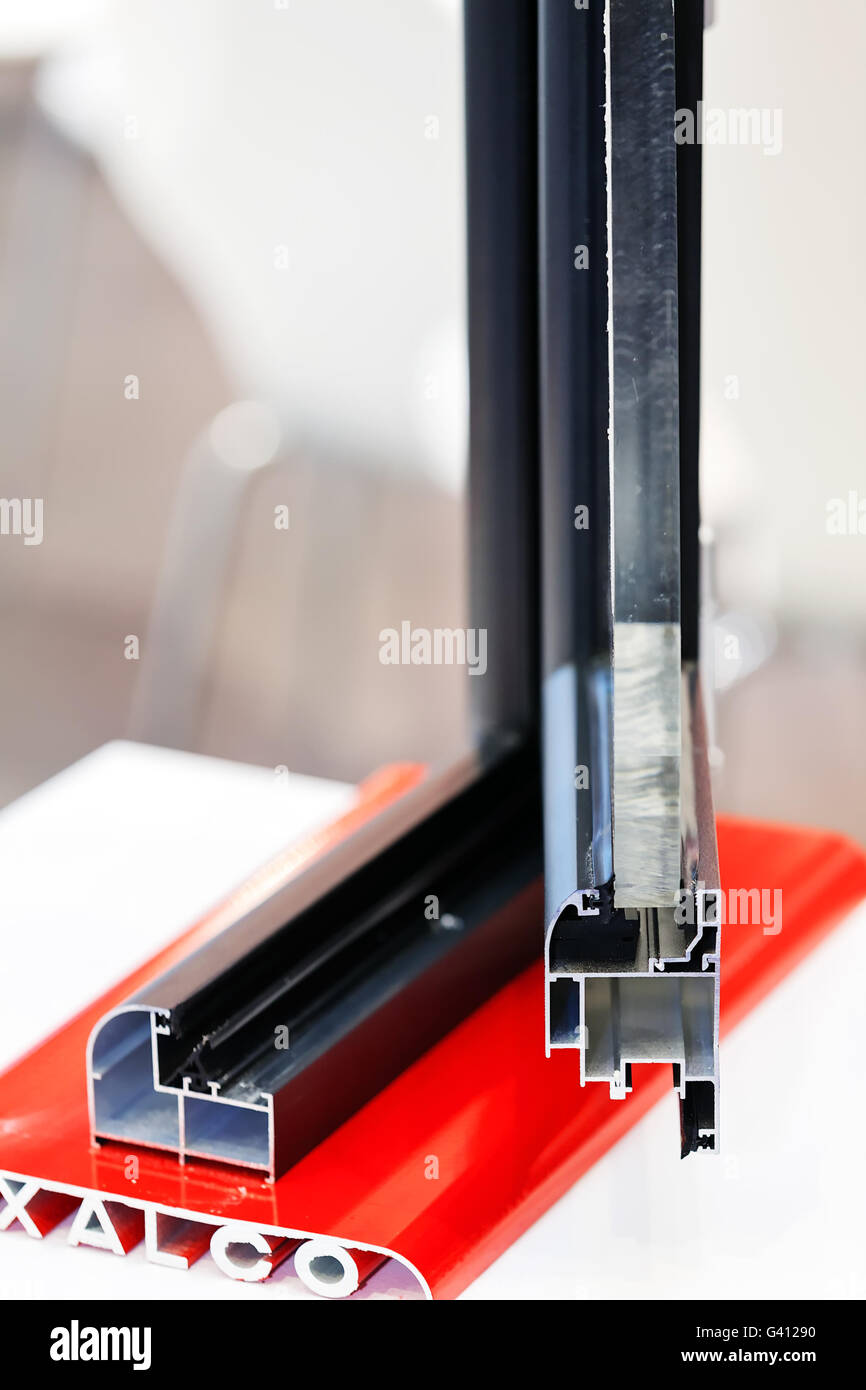 Window profile cut of with metal, glass and insulation Stock Photo - Alamy