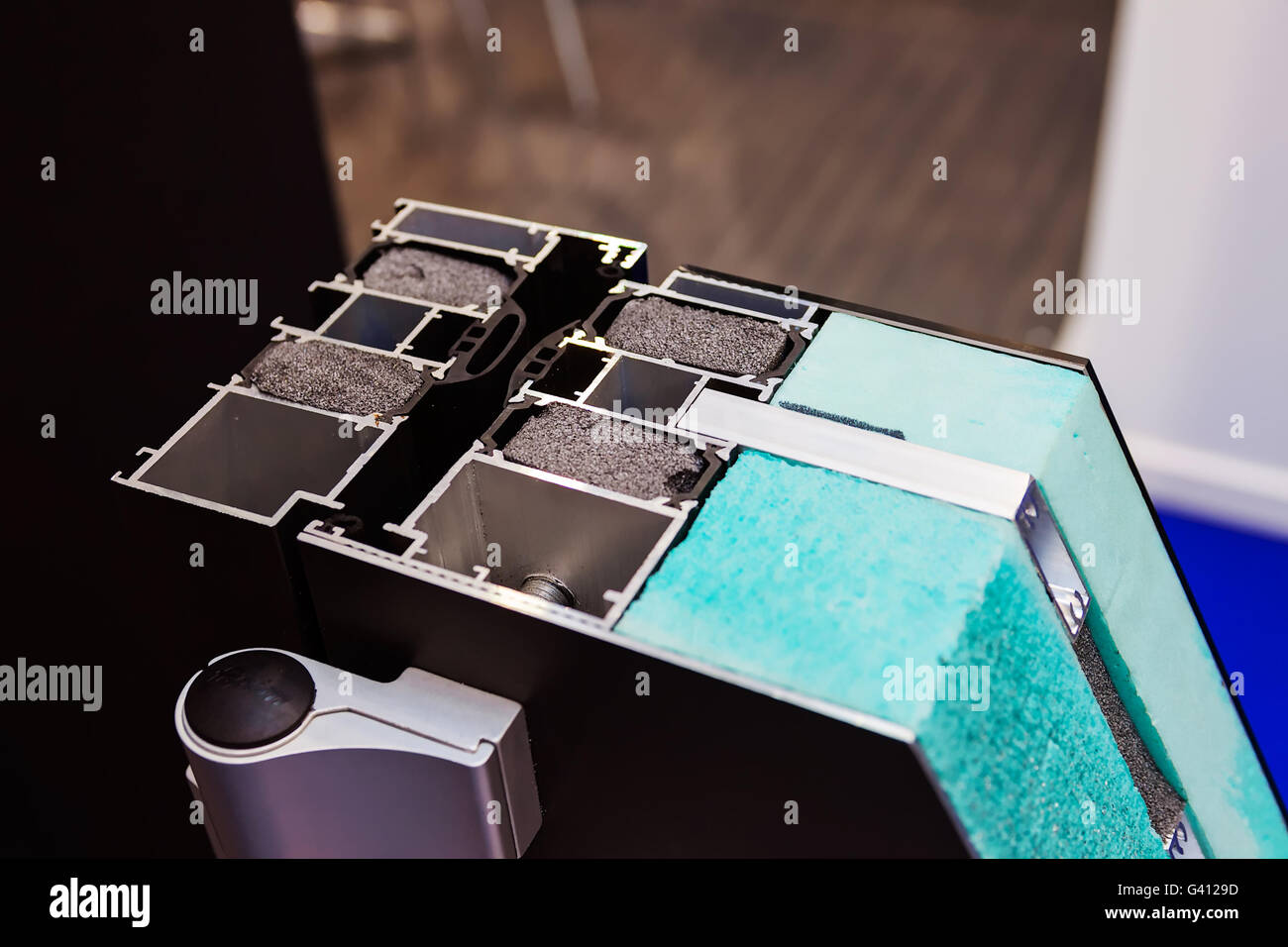 Window profile cut of with metal, glass and insulation Stock Photo - Alamy