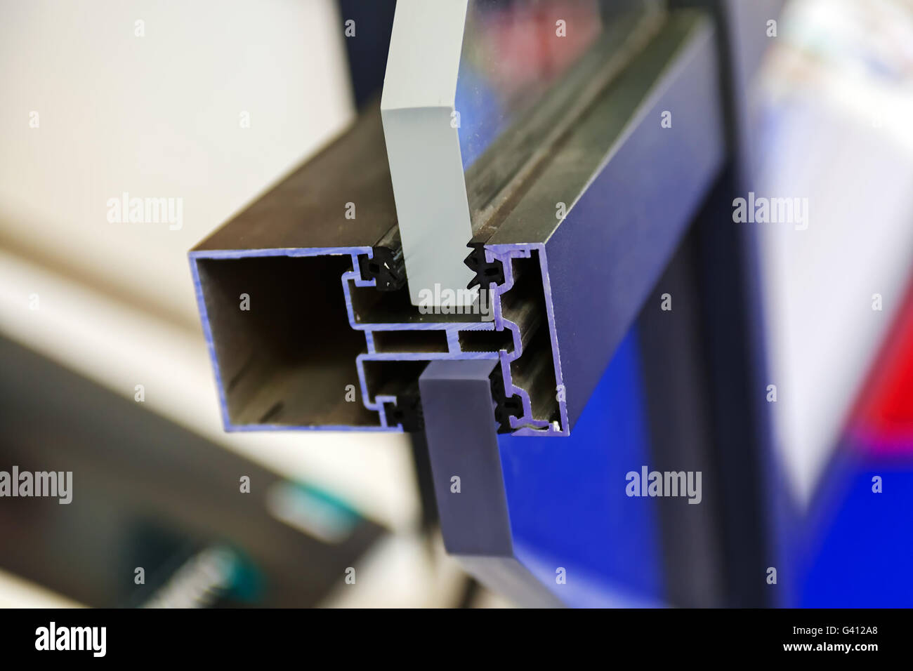 Window profile cut of with metal, glass and insulation Stock Photo - Alamy