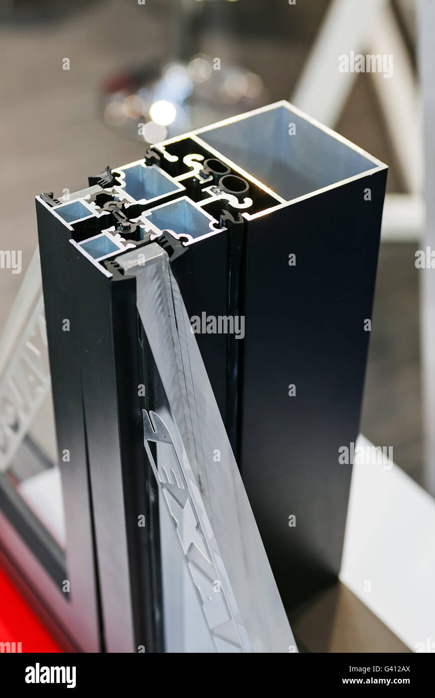 Window profile cut of with metal, glass and insulation Stock Photo - Alamy